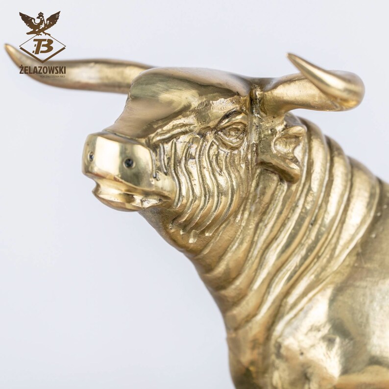 Vintage Brass Bull Sculpture, Marble Base, Polished, Statue, Animal Art ...
