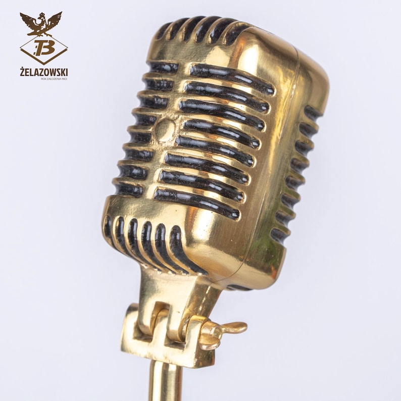 Vintage Microphone Statue, Gift for Musician, Granite Black Base ...