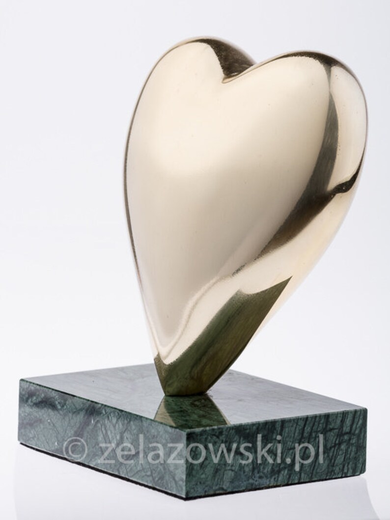 Polished Brass Heart Statue: Green Marble Base, Valentine's Gift - Etsy