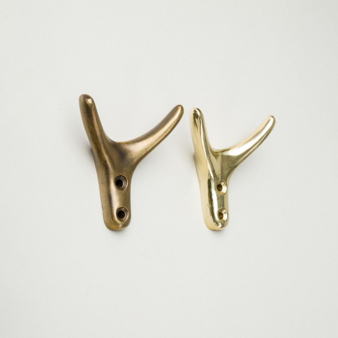 Modern Brass Antler Hook | Sleek Wall Mount for Storage | Polished ...