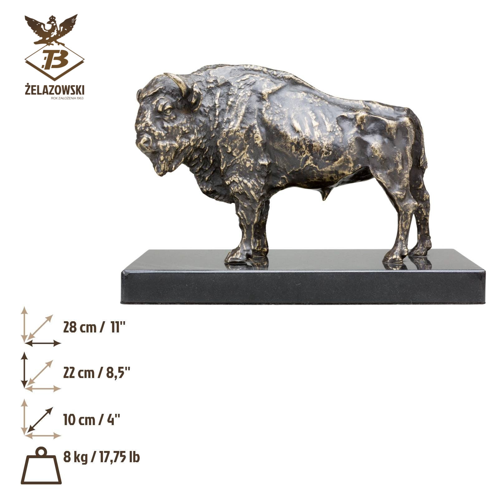 Vintage Brass Bison Sculpture, Marble or Granite Base, Patinated ...