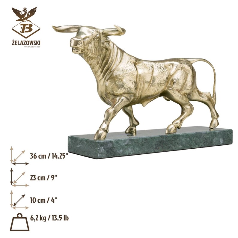 Vintage Brass Bull Sculpture, Marble Base, Polished, Statue, Animal Art ...