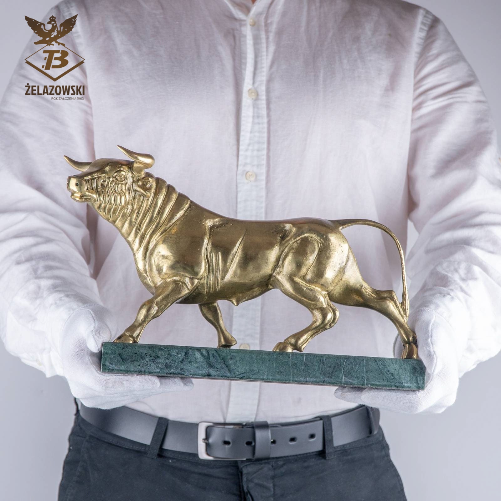 Vintage Brass Bull Sculpture, Marble Base, Polished, Statue, Animal Art ...