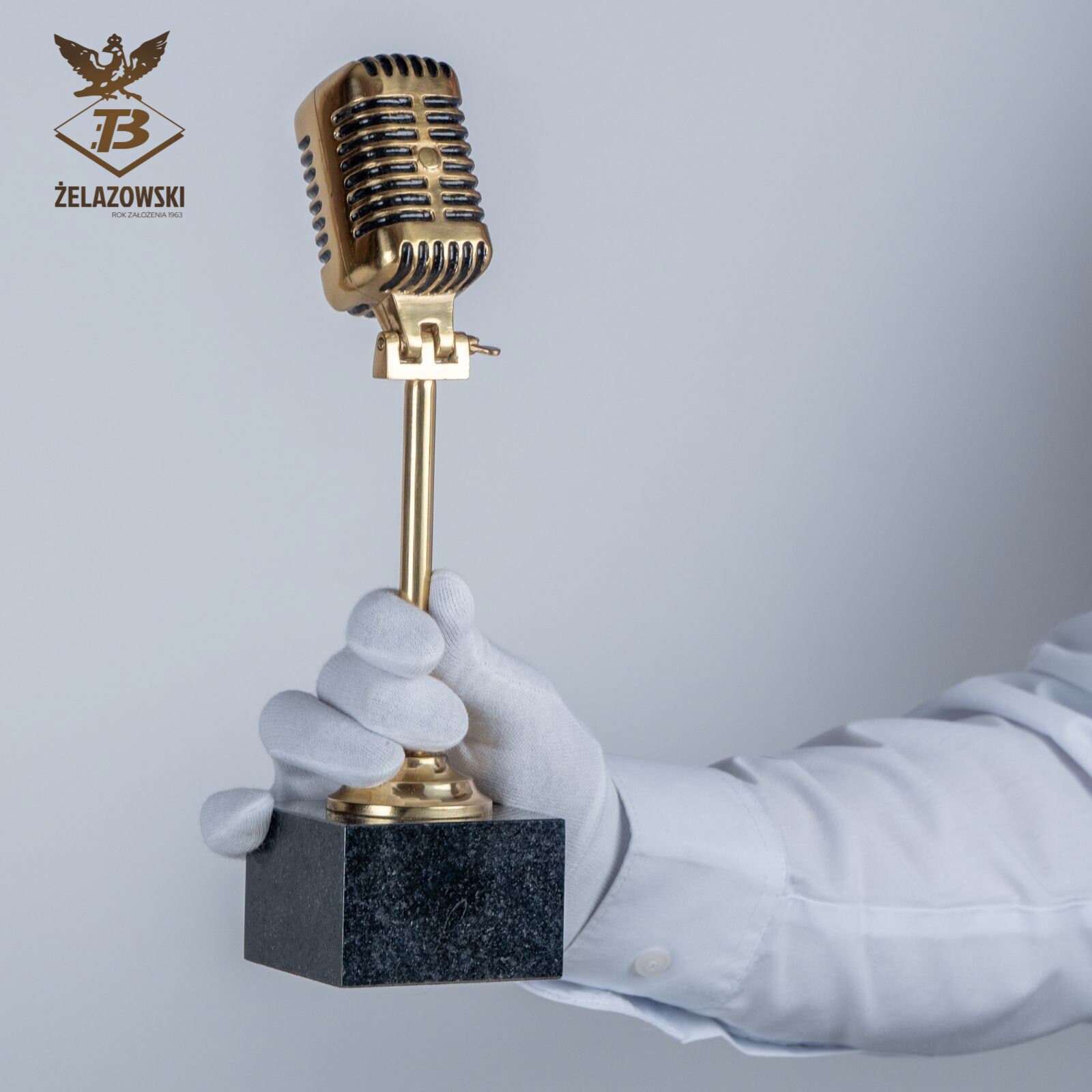 Vintage Microphone Statue, Gift for Musician, Granite Black Base ...