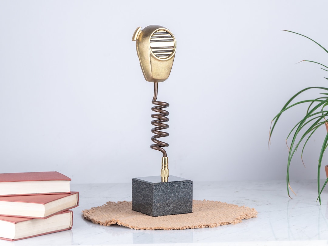 CB Radio Statue, Gift for Truck Driver Granite Black Base, Patinated ...