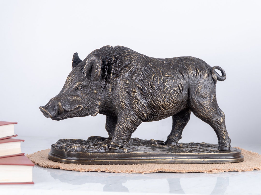 Vintage Brass Boar Sculpture: Lost Wax Animal Art Figurine - Etsy