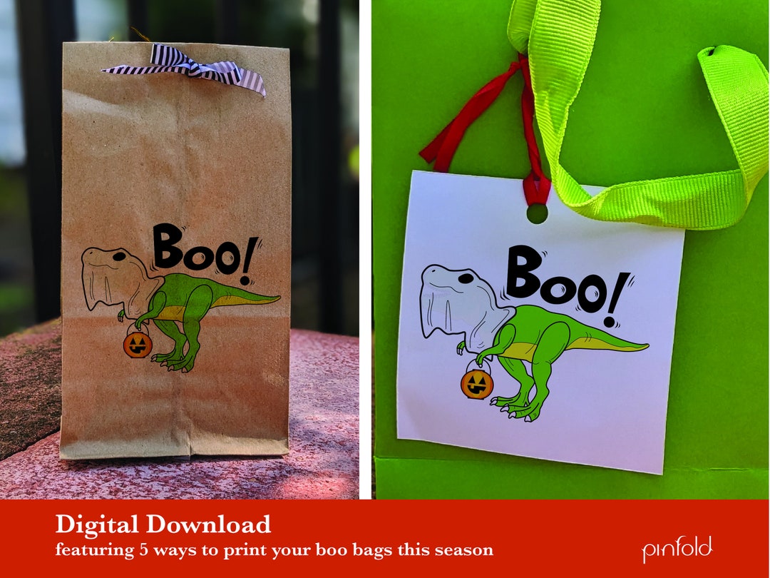 PRINTABLE Boo Bag Digital Files Cute Dinosaur Printables for - Etsy UK