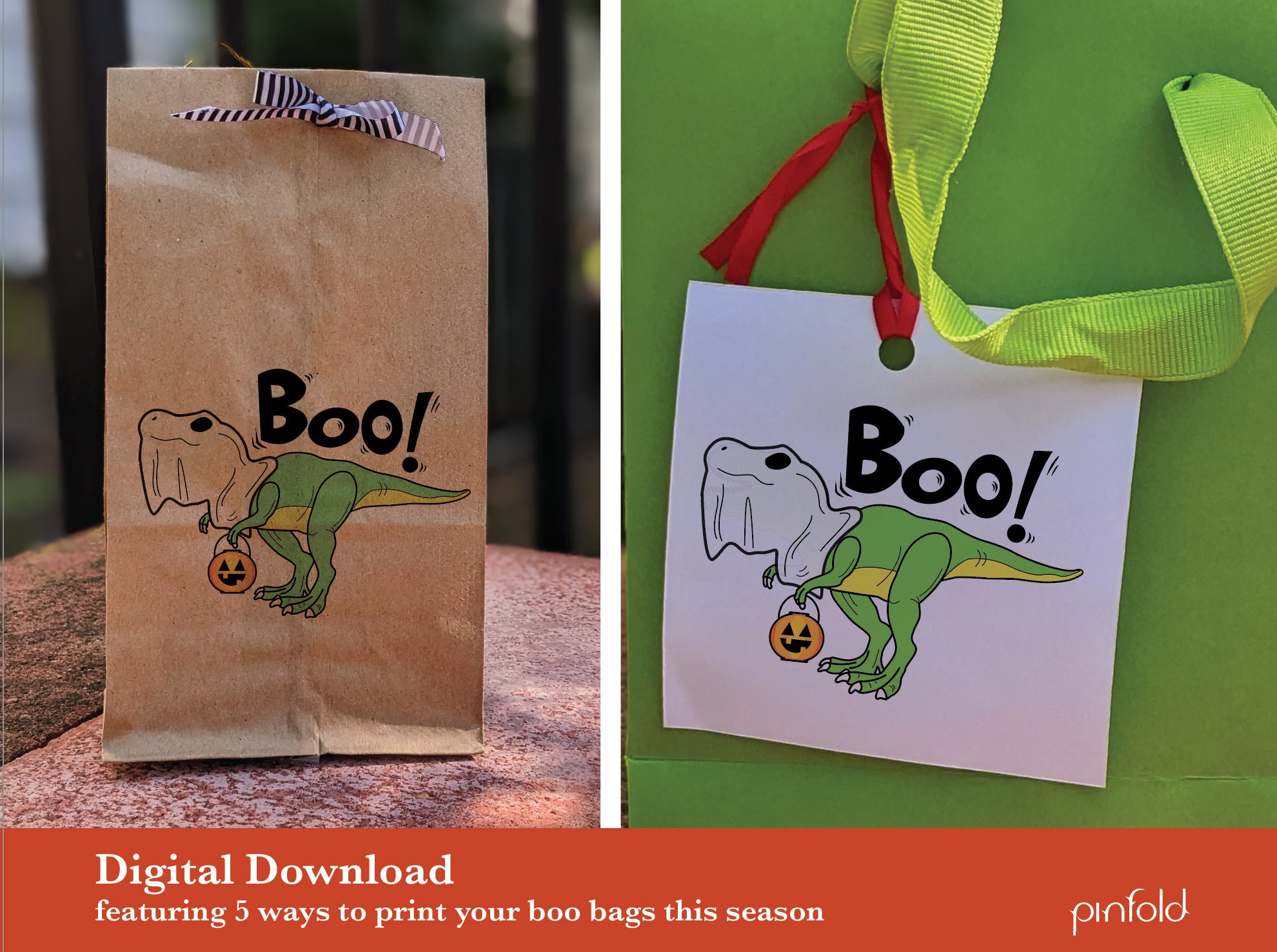 PRINTABLE Boo Bag Digital Files | Cute Dinosaur Printables for ...
