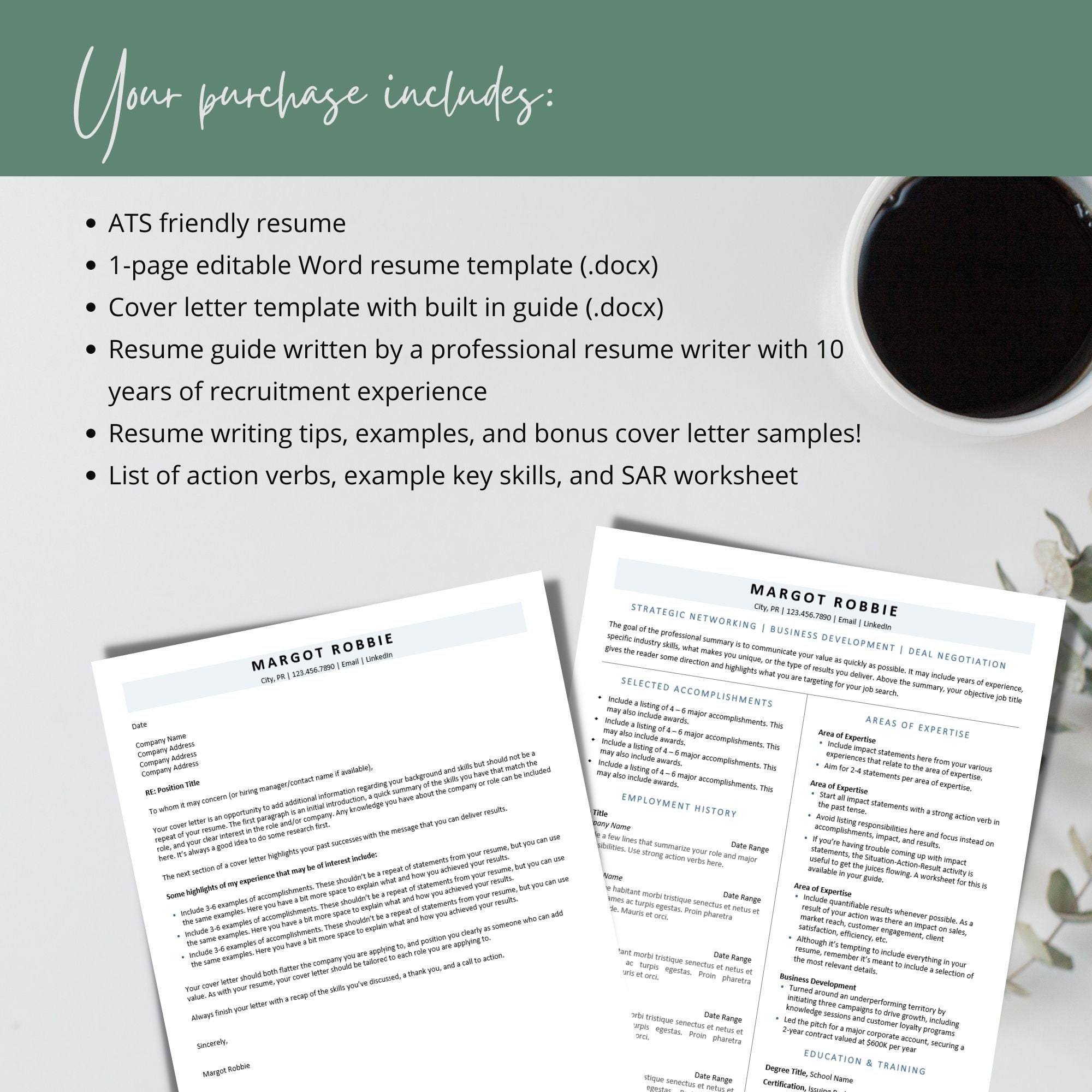 Modern Resume Template 2024 MS Word CV Template Competency Based Resume ...