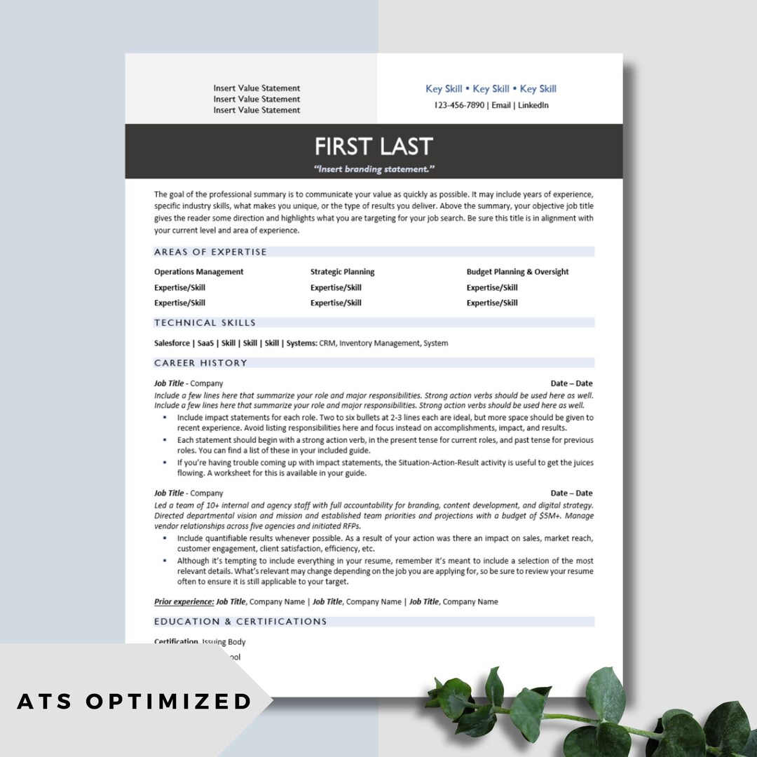 Modern Executive Resume Template Professional Resume Template for Word ...