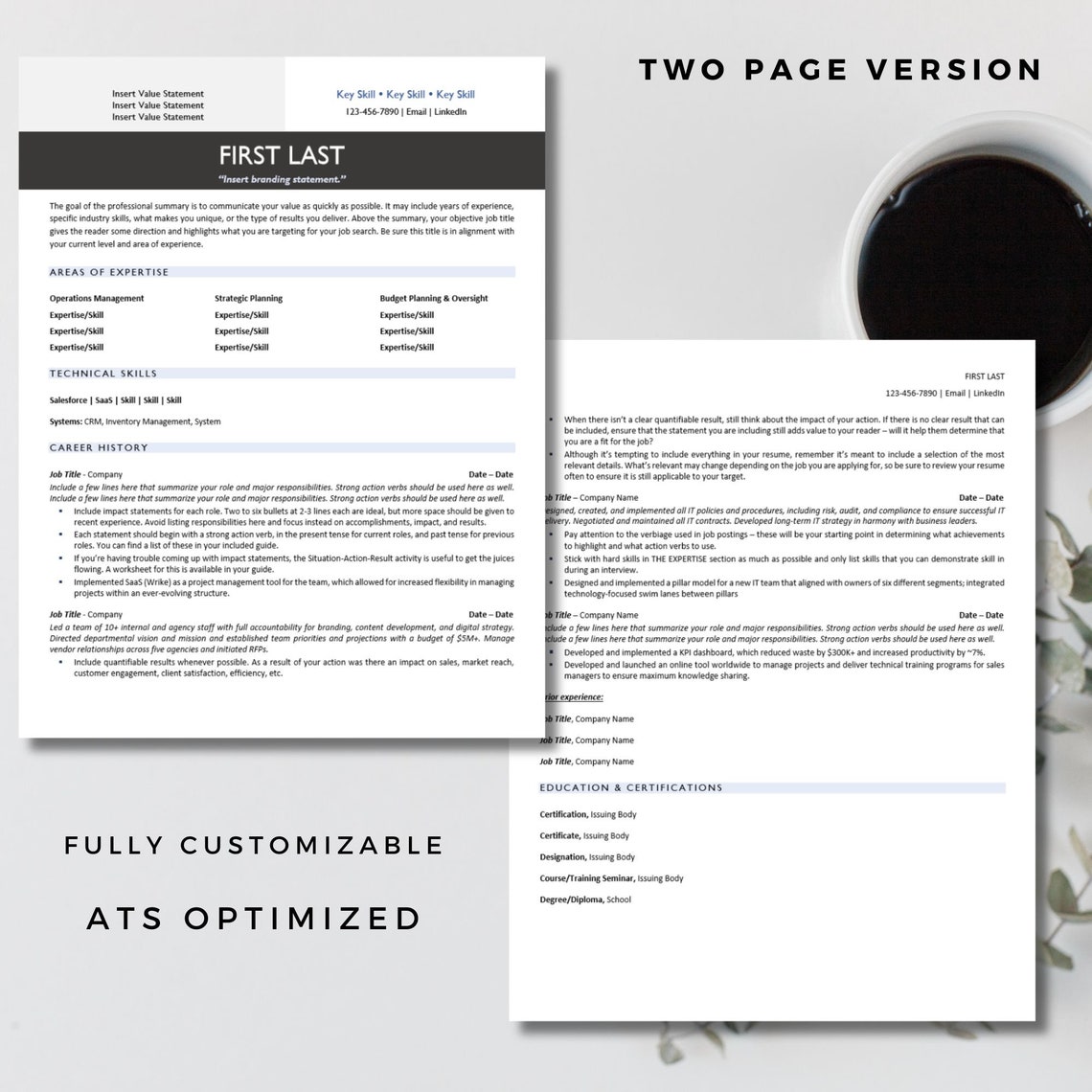 Modern Executive Resume Template Professional Resume Template for Word ...