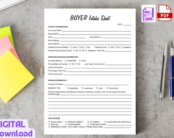 Real Estate Buyer Intake Form - Etsy