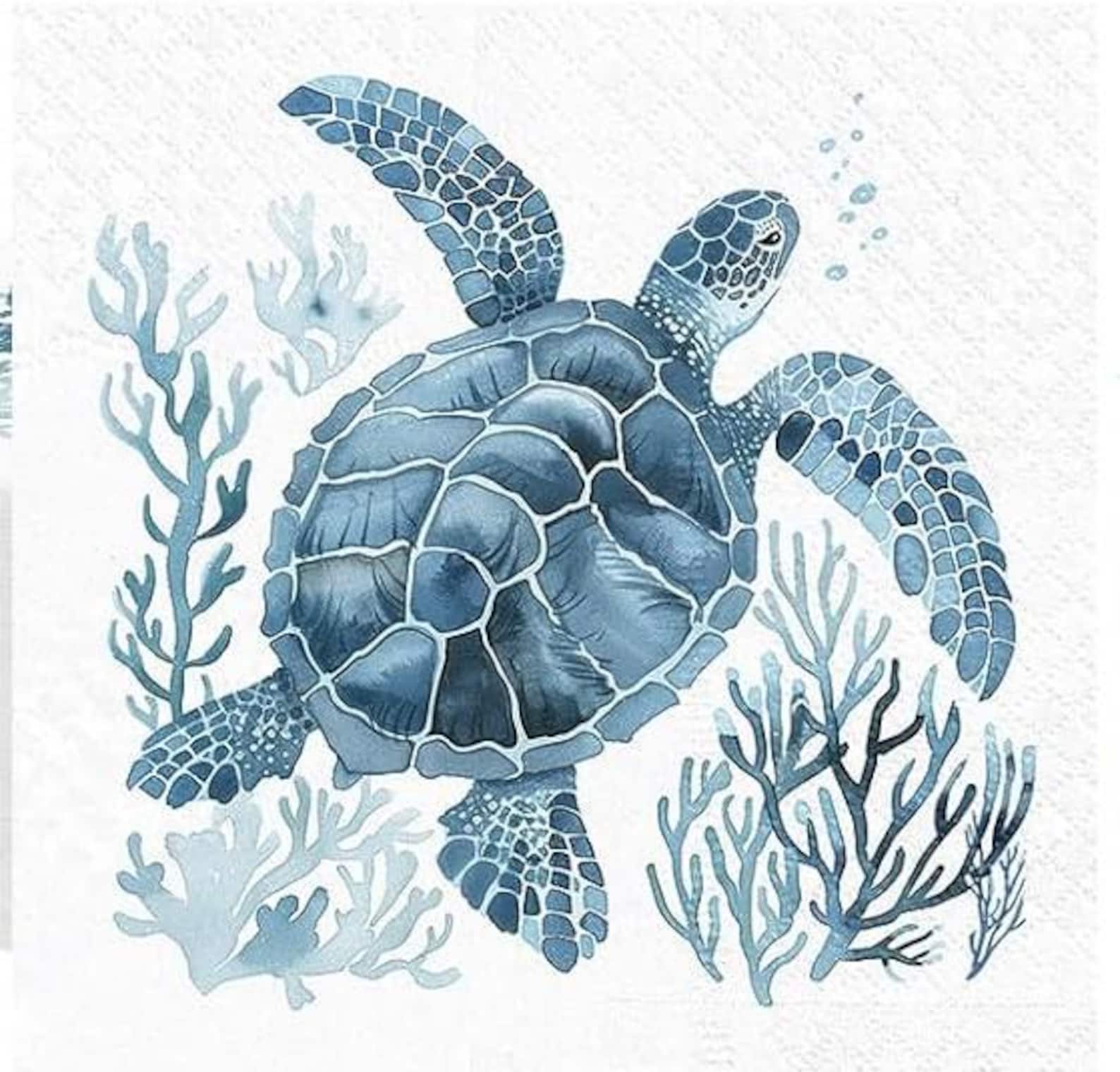 Decoupage Napkins, Sea Turtle Napkins, Set of 2 Cocktail Size, #289 ...