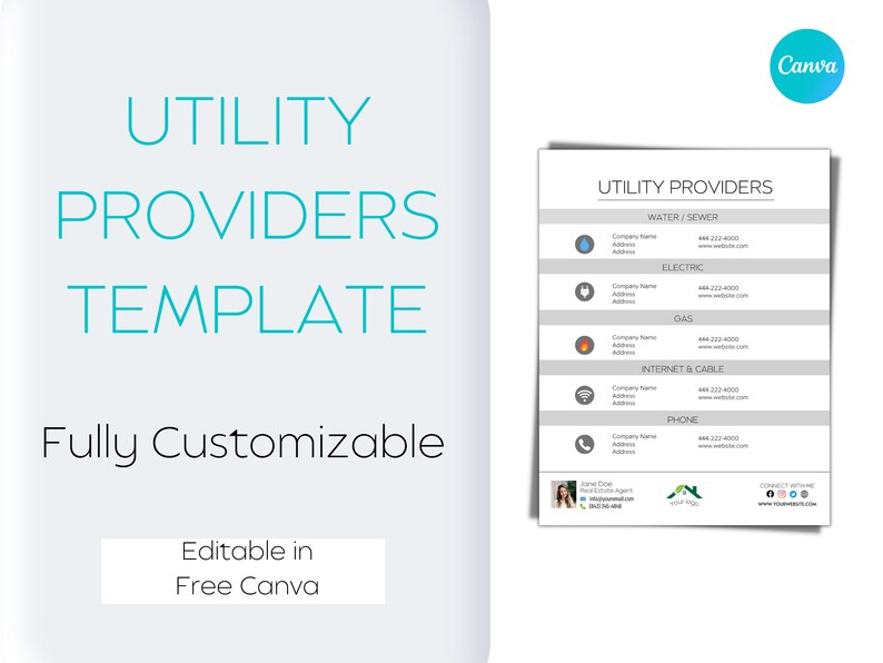 Real Estate Utility Provider Template Home Buyer Utilities | Etsy
