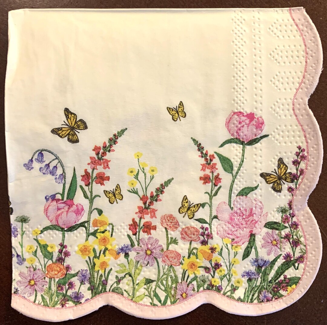 Decoupage Napkins, Pink Flower Napkins, Set of 2 Cocktail Size, #357 ...