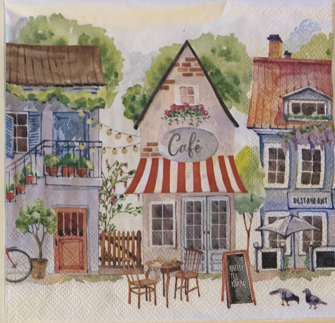 Decoupage Napkins, Quaint Cottages Napkins, Set of 2 Cocktail Size ...