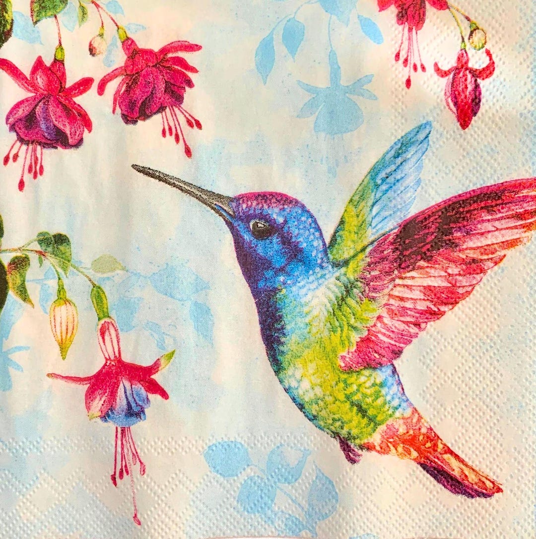 Decoupage Napkins, Lt Blue Hummingbird Napkins, Set of 2 Cocktail Size ...