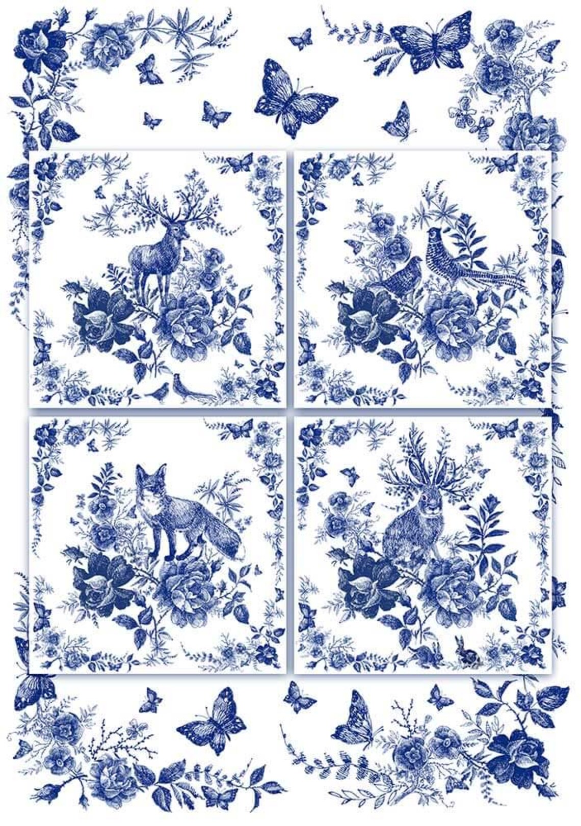 Blue Forest Animals Rice Paper A4 Size, High Quality Rice Paper ...