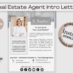 Real Estate Introduction Flyer, Neighbor Letter, Canva Real Estate ...