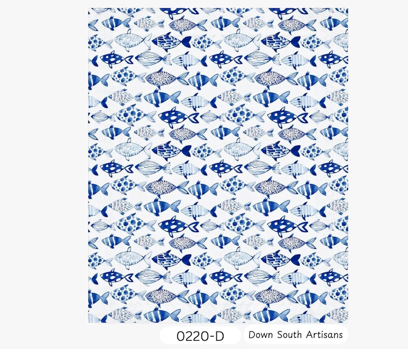 Decoupage Napkins, Blue Fish Napkins, Set of 2 Dinner Size, #0220 ...