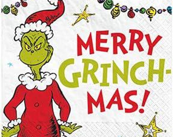 Decoupage Napkins, Merry Grinchmas Christmas Napkins, Set of 2 Cocktail ...