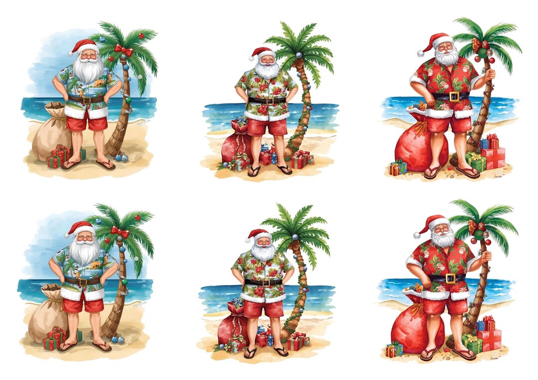 Beach Santa Rice Paper FREE SHIPPING, A4 Size or A5, Coastal Christmas ...