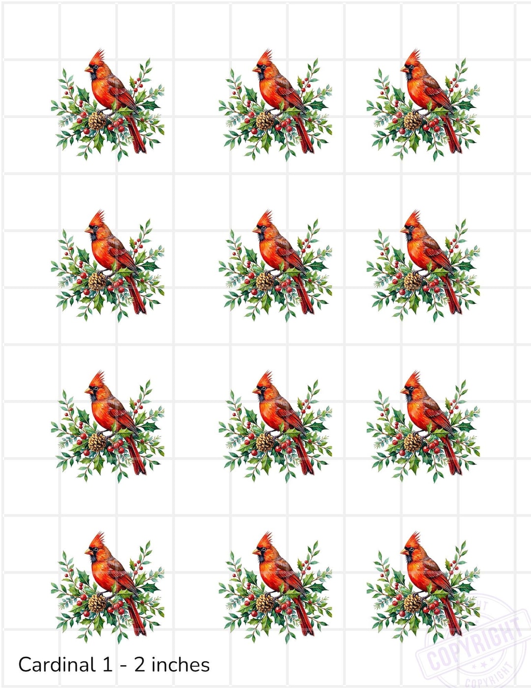 Cardinal Rice Paper FREE SHIPPING, 2 Inch Images, Rice Paper, Bird Red ...