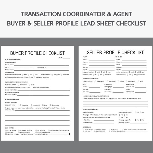 Buyer Agent Transaction Checklist - Etsy
