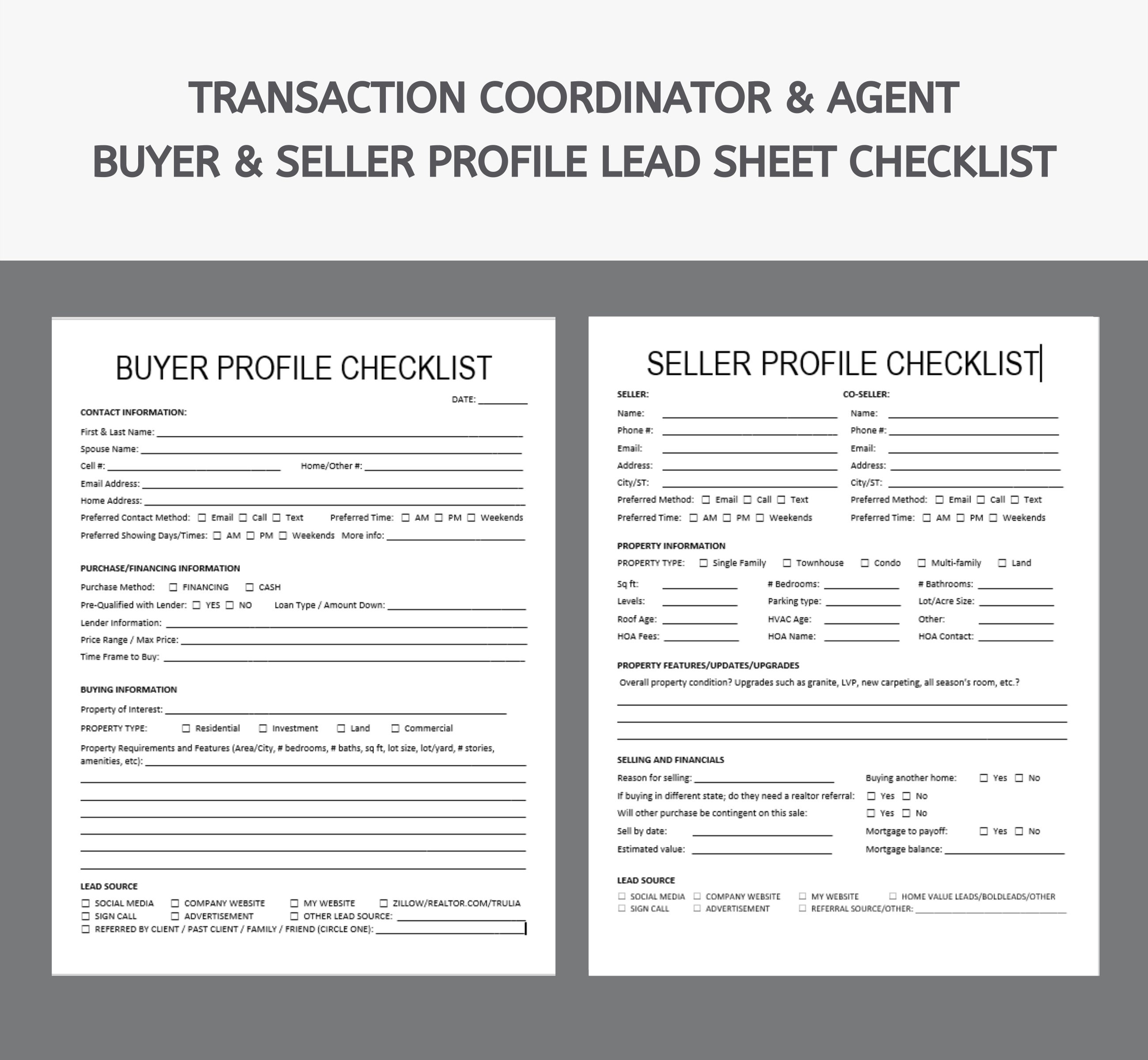 Cash Lead Sheet Example