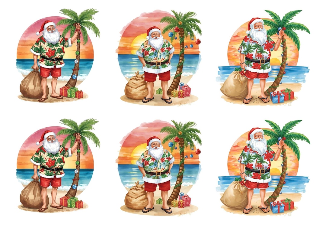 Beach Santa Rice Paper FREE SHIPPING, A4 Size or A5, Coastal Christmas ...