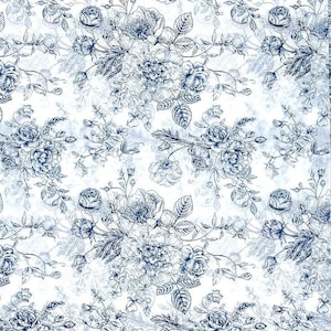 Decoupage Tissue Paper, Vintage Blue Floral Large Sheet Tissue Papers ...