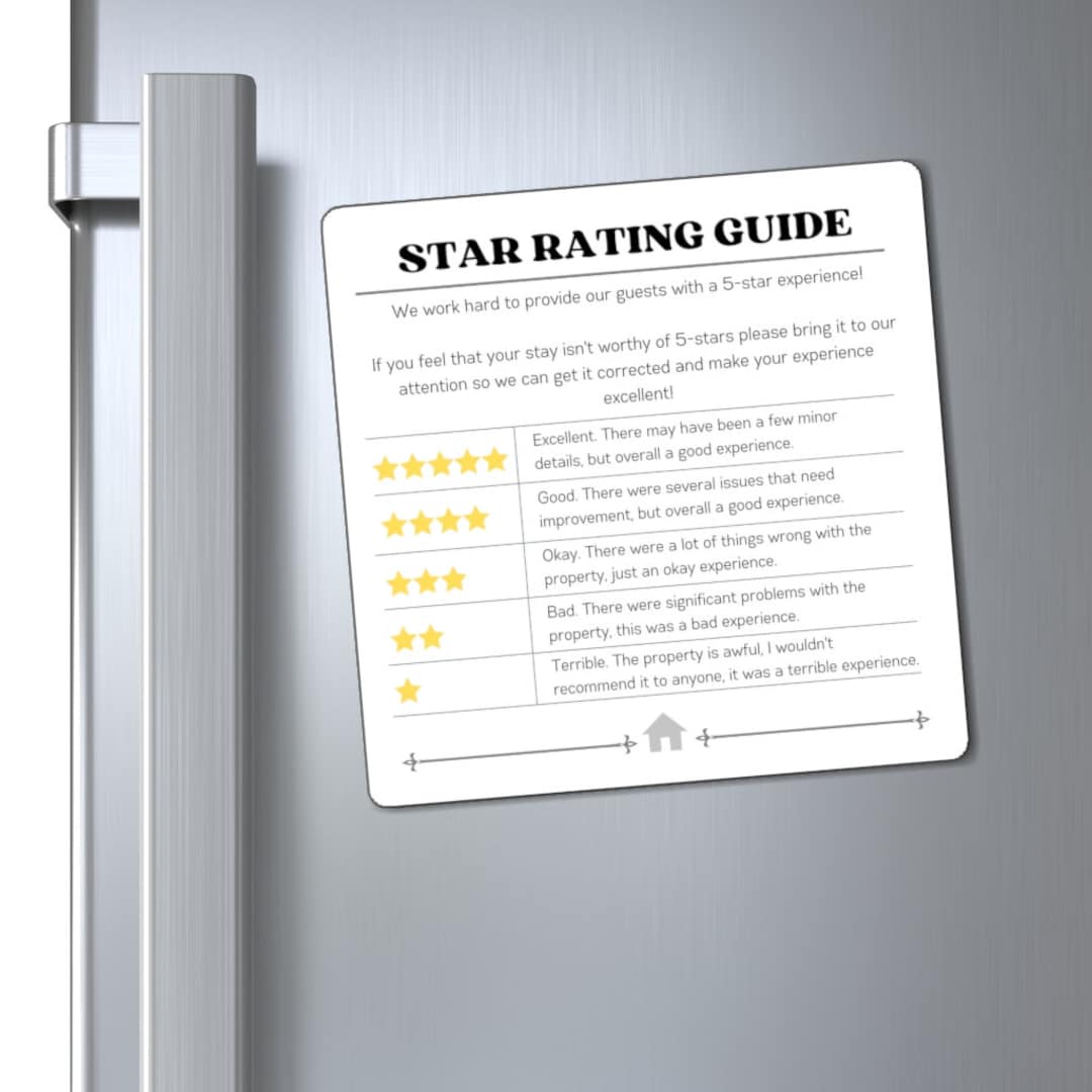 Magnet Airbnb 5 Star Ratings Explanation - 3 Sizes, Keep Your Guests ...