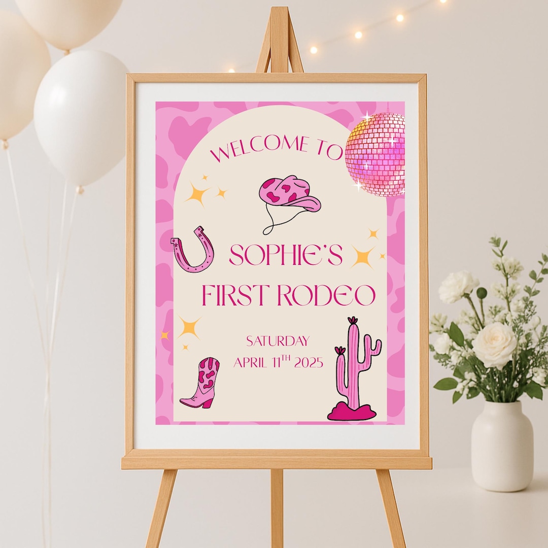 Pink Cowgirl Rodeo Birthday Poster | Saddle up Party Sign | 18x24 ...