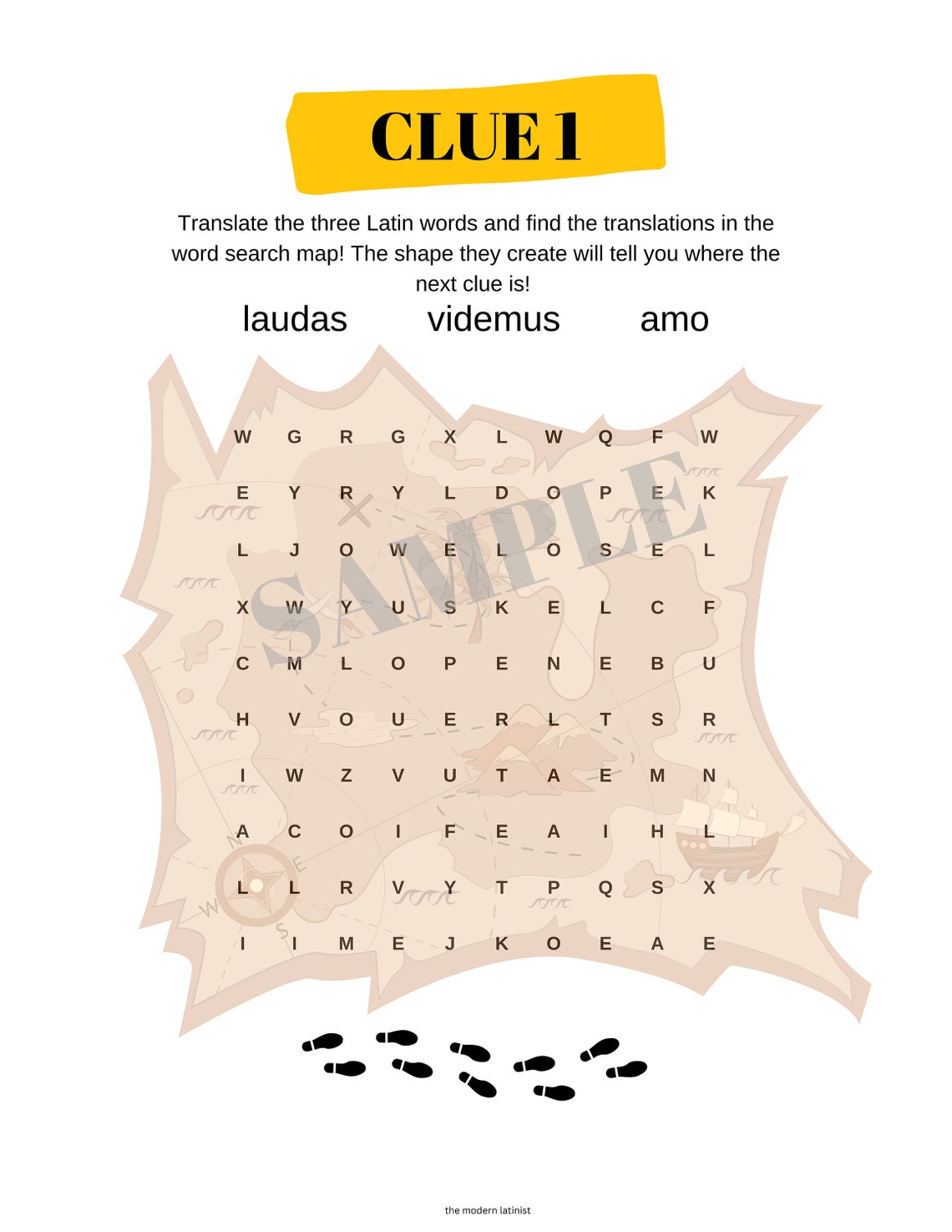 Latin Verb Treasure Hunt Activity Language Game Printable - Etsy