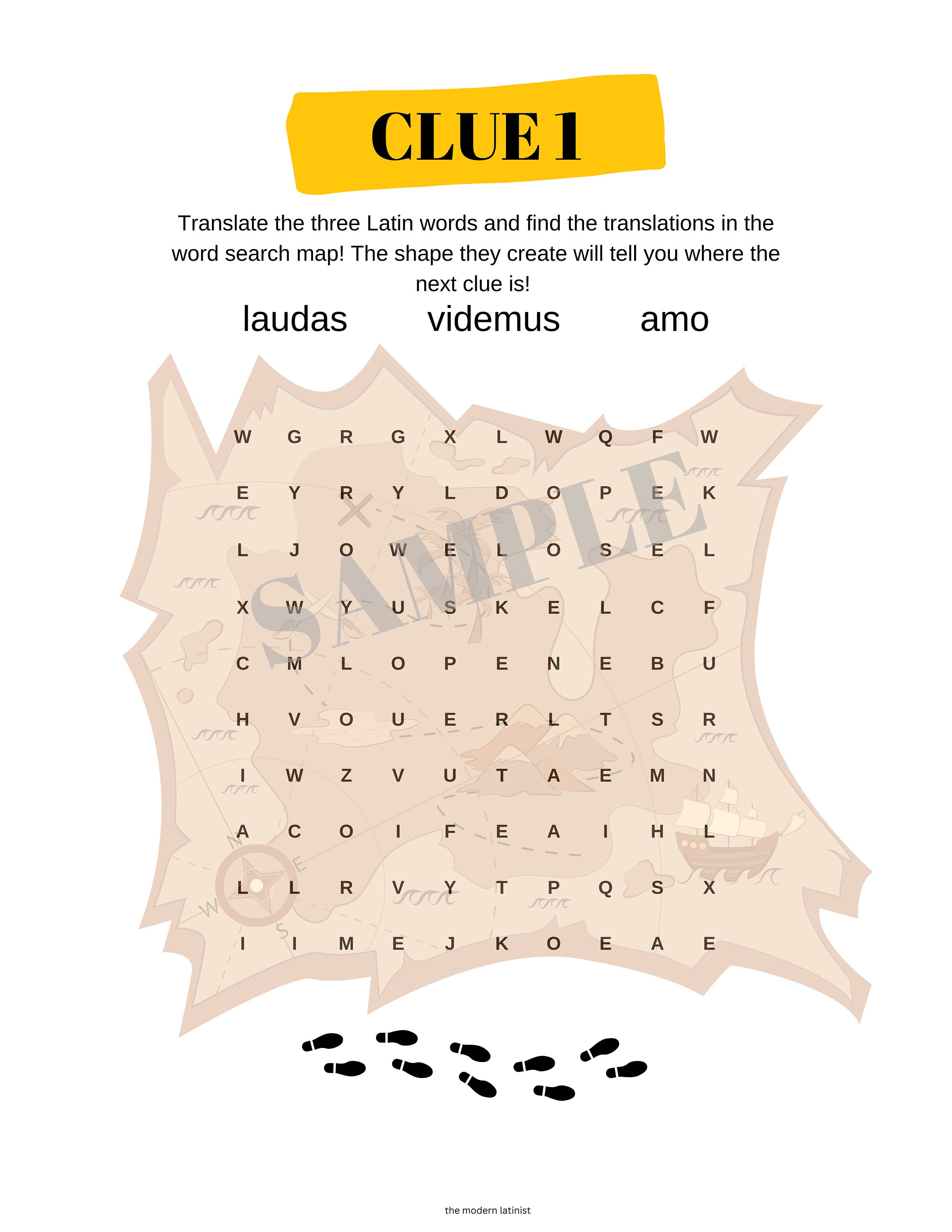 Latin Verb Treasure Hunt Activity Language Game Printable - Etsy