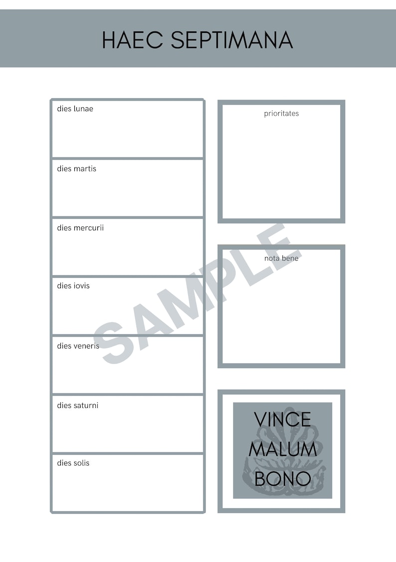 Latin Language Printable Weekly Planner great for Homework - Etsy