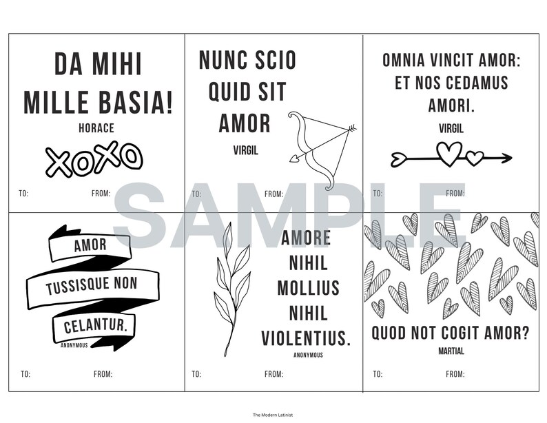 Classical Latin Quote Printable Class Valentines - Etsy