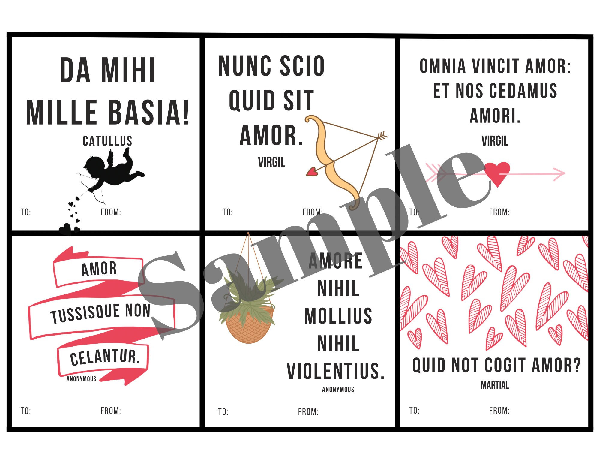 Classical Latin Quote Printable Class Valentines - Etsy