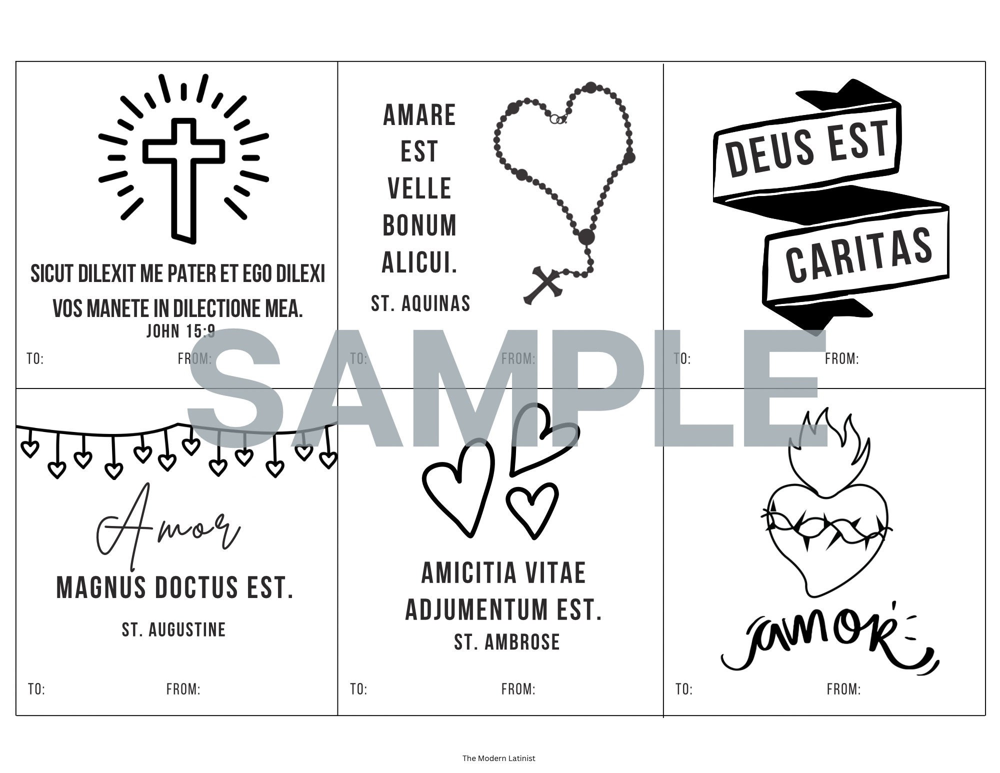 Catholic Latin Quote Printable St. Valentine Cards - Etsy