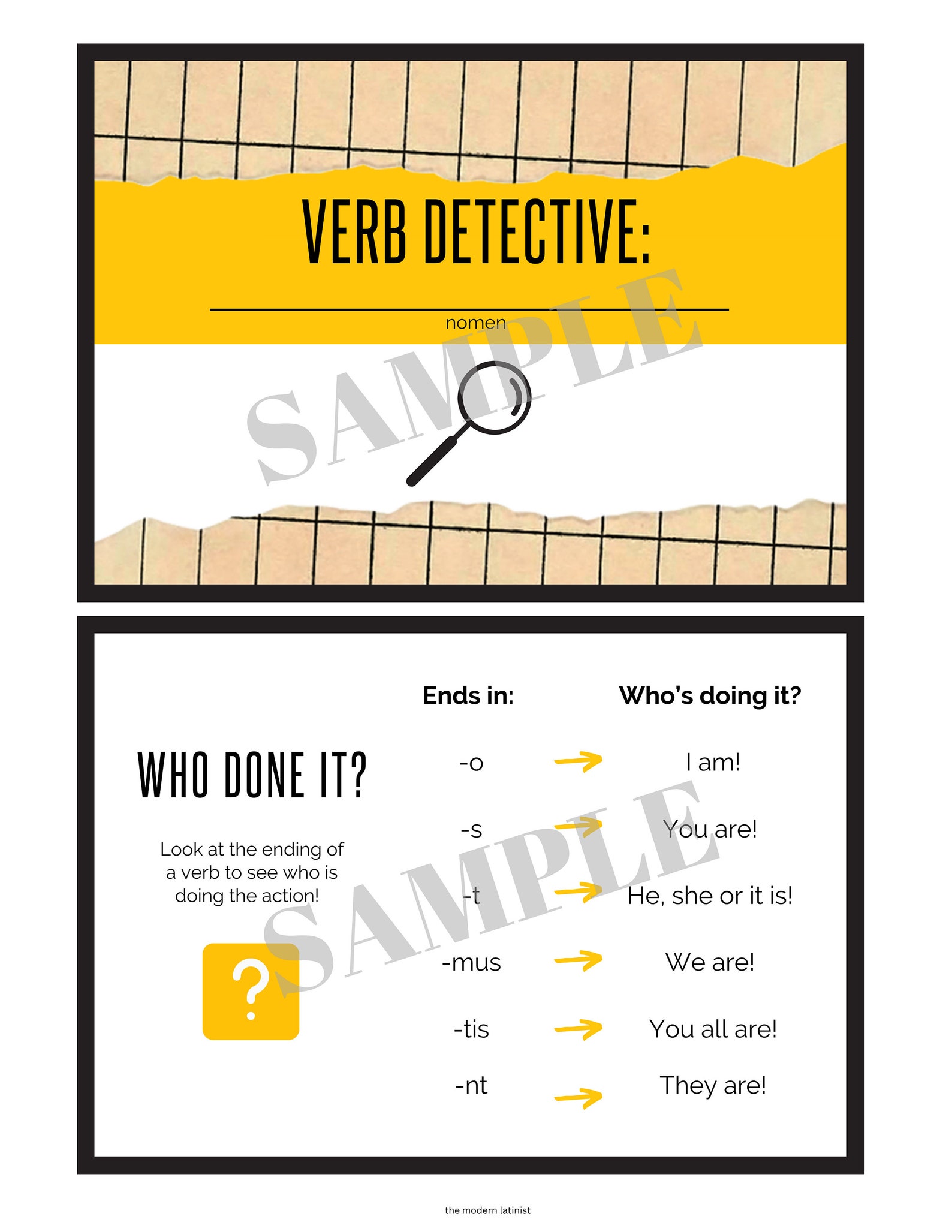 Latin Verb Detective Class Activity Language Game - Etsy
