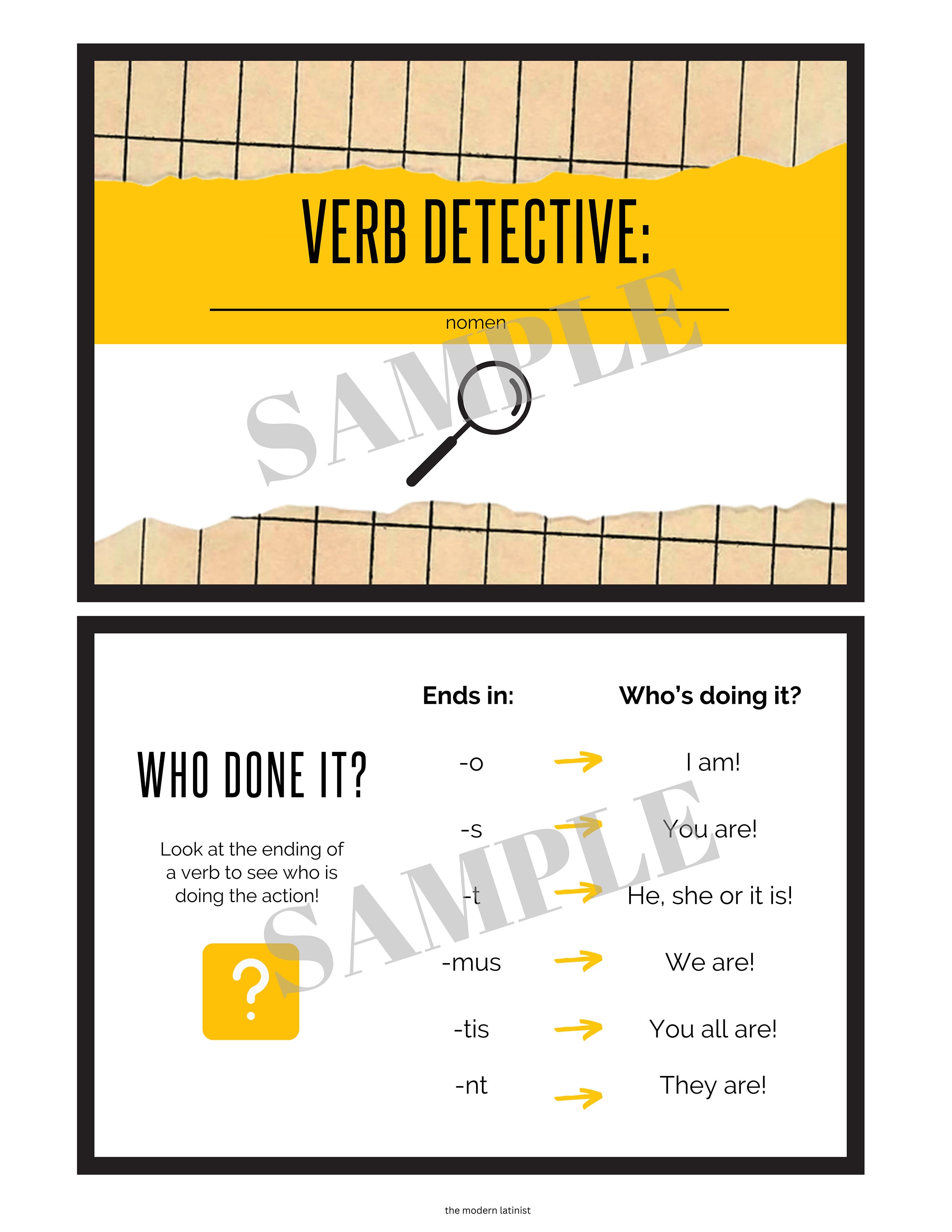 Latin Verb Detective Class Activity Language Game - Etsy