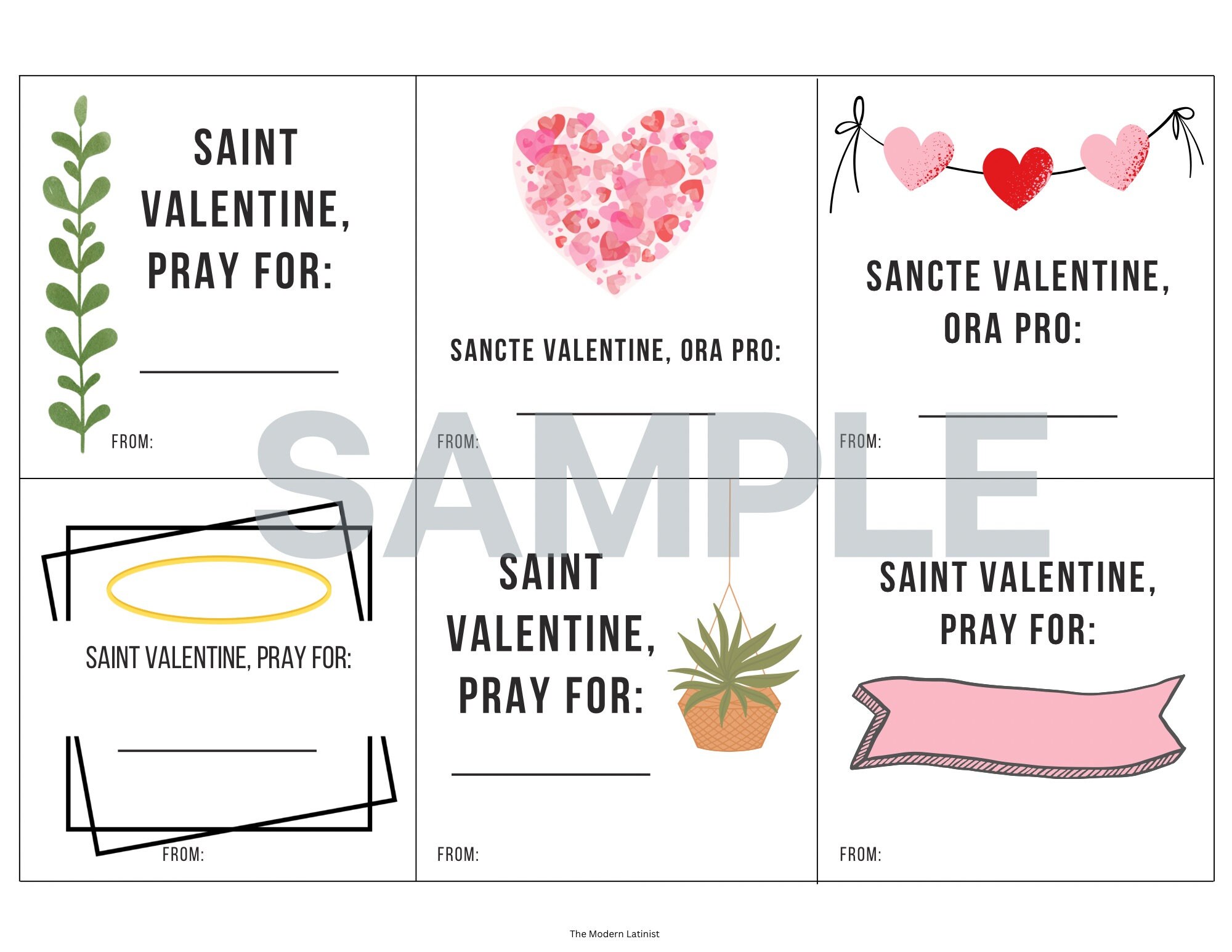 Catholic Saint Valentine Latin Catholic Printable Cards - Etsy