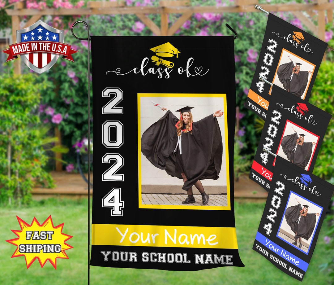 Personalized Graduation Garden Flag With Photo, Custom Garden Flag With ...