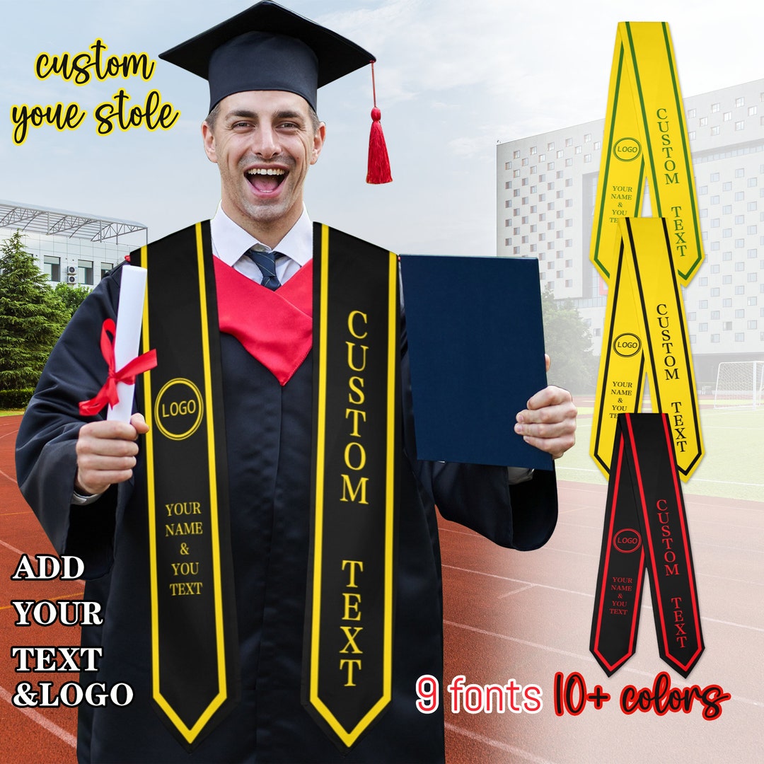 Custom Graduation Stoles, Custom Graduation Sash, Custom School Logo ...