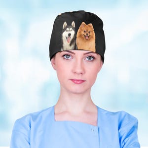 Personalized Scrub Cap With Pet Photo, Custom Pet Face Veterinarian Cap ...