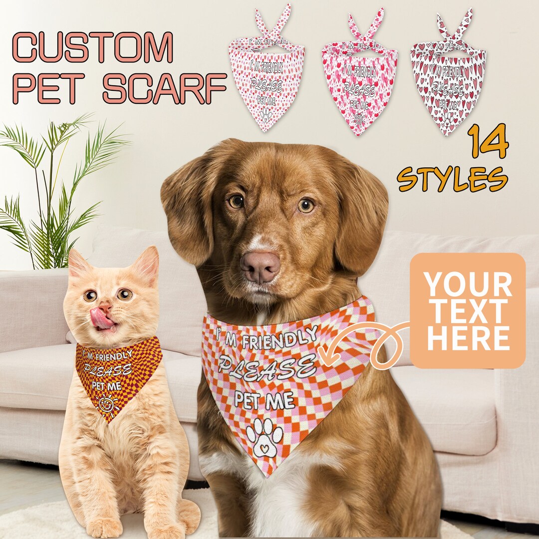 Personalized Pet Bandana With Name, Custom Cat Bandanas, Create Your ...