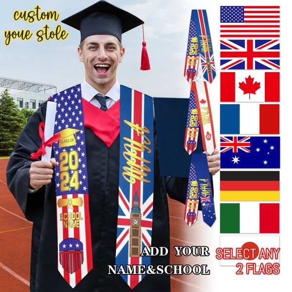 Graduation Stole Custom Mixed Flags - Etsy