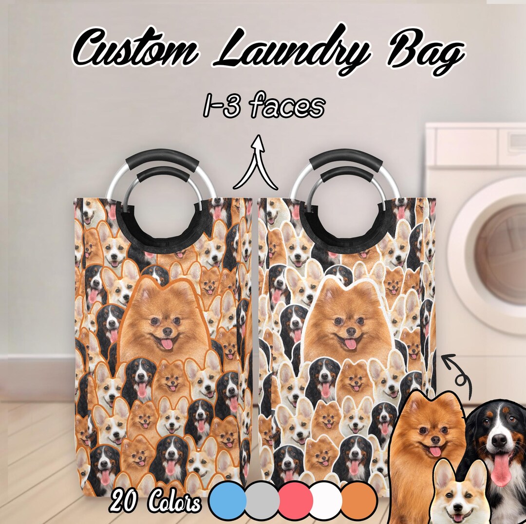 Personalized Face Laundry Bag, Custom Laundry Hamper With Pet Face ...