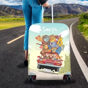 Custom Name Luggage Cover, Personalized Suitcase Cover for Girls,faces ...
