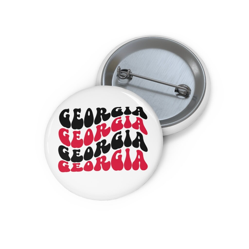 Groovy White Georgia Button Georgia Game Day Pin Georgia - Etsy
